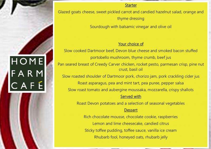 This Weeks Evening Menu - Home Farm Café