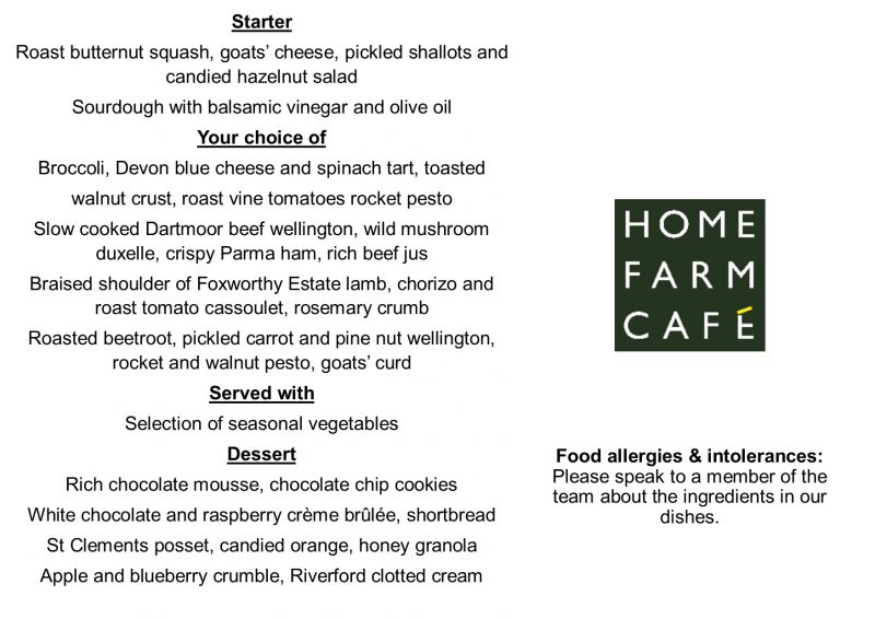 Evening Menu Wk beginning 2nd Sept - Home Farm Café